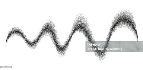 오디오 웨이브 투명한 배경에 고립 된 하프 톤 도트 물결 모양의 선 패턴 이퀄라이저 음악 음파 추상적인 점묘 모래 효과 벡터
