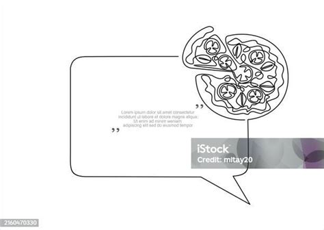 피자와 말풍선의 연속적인 한 줄 그리기 흰색 배경에 유행 한 라인 아트 벡터입니다 벡터 일러스트 레이 션입니다 개념에 대한 스톡 벡터 아트 및 기타 이미지 Istock