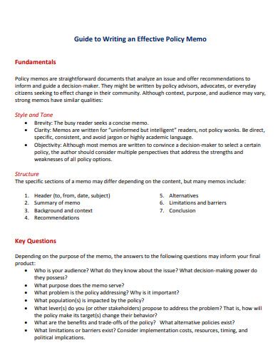 30 Policy Memo Examples To Download