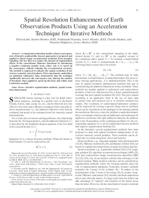 Pdf Spatial Resolution Enhancement Of Earth Observation Products Using An Acceleration