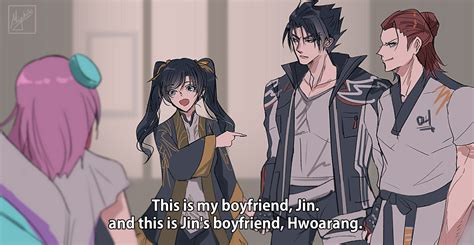 Kazama Jin Ling Xiaoyu Alisa Boskonovich And Hwoarang Tekken And 2 More Drawn By Miyukiko