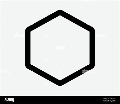 Hexagon Shape Outline Line Geometry Six Sides Polygon Icon Sign Symbol