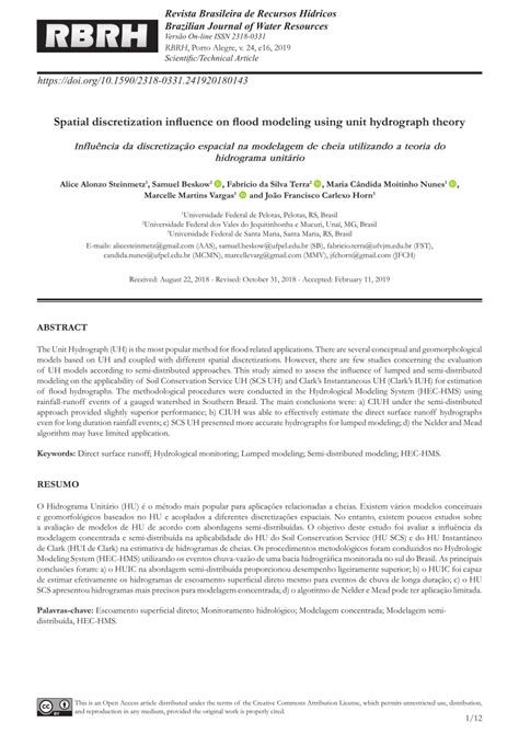 Pdf Spatial Discretization Influence On Flood Modeling Using Unit Hydrograph Theory