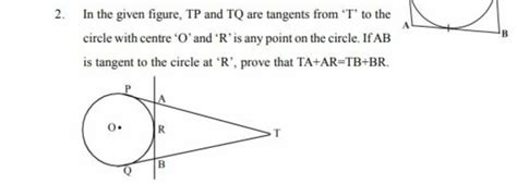 In The Given Figure TP And TQ Are Tangents From T To The Circle W