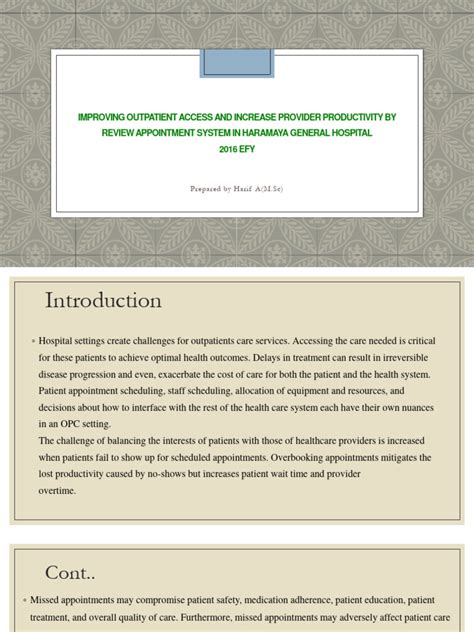 Improving Outpatient Access And Provider Productivity By Review Appointments Pdf Patient