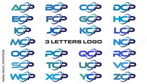 3 Letters Modern Generic Swoosh Logo Acp Bcp Ccp Dcp Ecp Fcp Gcp Hcp Icp Jcp Kcp Lcp