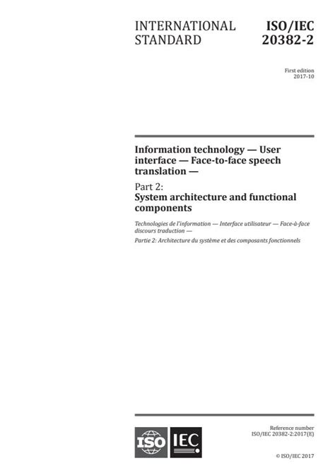 ISO IEC Information Technology User Interface Face To Face Speech Translation