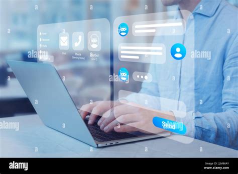 Chatbot Conversation Person Using Online Customer Service With Chat Bot To Get Support