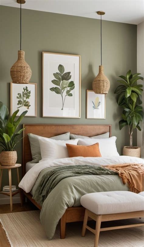 Minimalist Bedroom With Natural Wood And Greenery Accents Artisanal