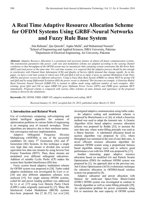 Pdf A Real Time Adaptive Resource Allocation Scheme For Ofdm Systems Using Grbf Neural