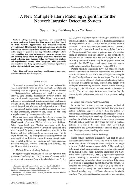 Pdf A New Multiple Pattern Matching Algorithm For The Network
