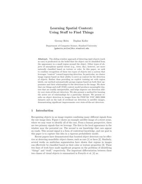 Pdf Learning Spatial Context Using Stuﬀ To Find Thingsaistanford
