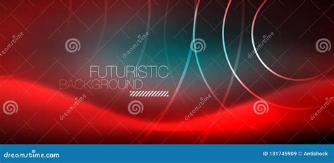 Neon Glowing Techno Lines Hi Tech Futuristic Abstract Background