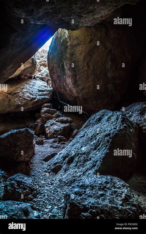 Entrance To Balconies Cave At Pinnacles National Park California Stock