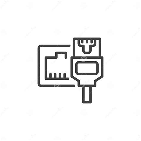 Ethernet Cable And Port Line Icon Stock Vector Illustration Of Plug Thin 302834922