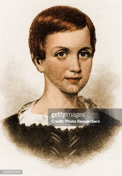 Colorized Illustration Of American Poet Emily Dickinson Circa 1840