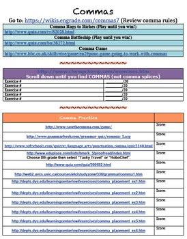 Comma Computer Lab Activity By Mskcpotter Teachers Pay Teachers