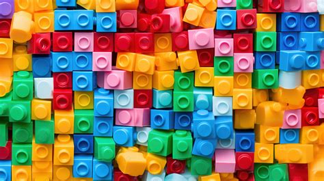 Vibrant Plastic Building Blocks Texture Background In Full Color Toy
