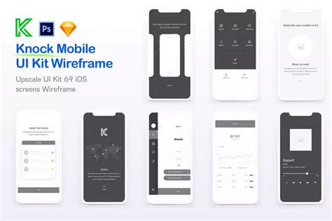 Knock Mobile UI Wireframe Kit For Sketch Design Shack