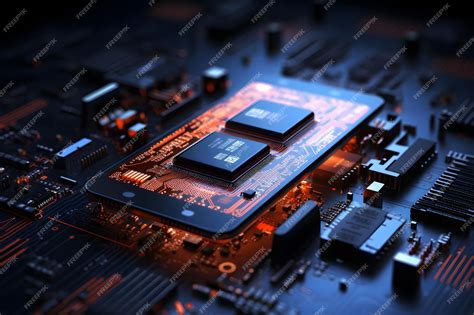 Premium Ai Image Computer Cell Phone Micro Chips Motherboard Data Ram Circuitry Processor