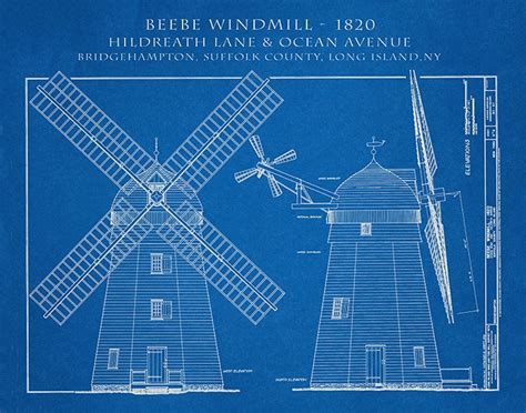 1820 Beebe Windmill Drawing Beebe Windmill Poster 1820 Long Island