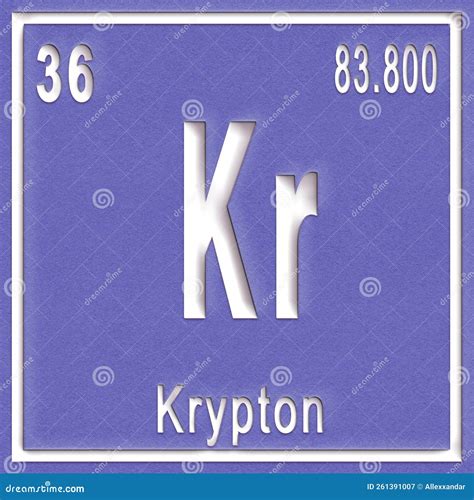 Krypton Chemical Element Symbol On Blue Bubble Background Stock