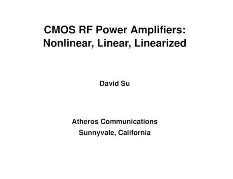 PDF CMOS RF Power Amplifiers Nonlinear Linear Linearized DOKUMEN TIPS