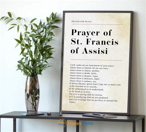 Prayer Of St Francis Of Assisi Wall Art Prayer For Peace Scripture