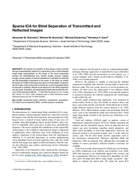 Pdf Sparse Ica For Blind Separation Of Transmitted And Reflected Images