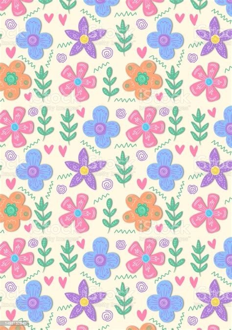 형형색색의 피는 꽃의 매끄러운 패턴 A2 크기 표지 섬유 인쇄물 노트북 패브릭 포장 또는 전화 벽지에 적합합니다 0명에 대한