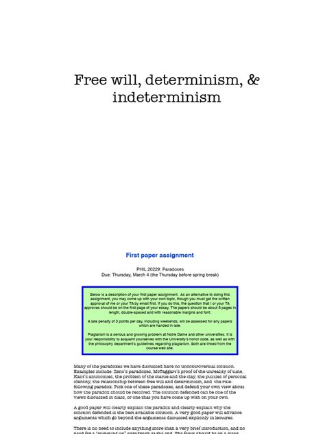 Free Will Determinism And Indeterminism Pdf Free Will Determinism