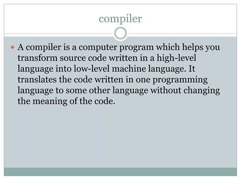 Single Pass Compiler And Its Architecture Pptx