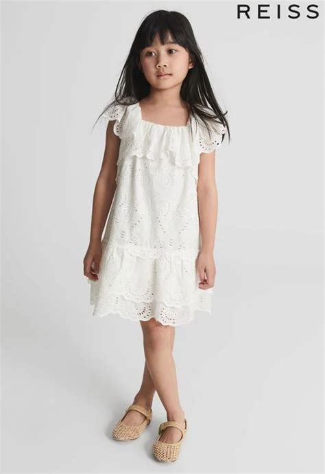 پیراهن دخترانه تابستانی سفید خامه دوزی لی لی نی کیدز