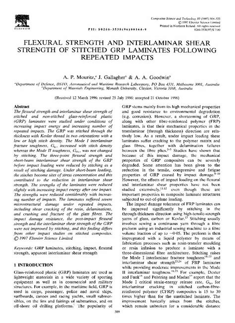 Pdf Flexural Strength And Interlaminar Shear Strength Of Stitched Grp