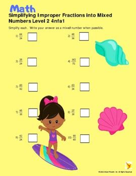 Simplifying Improper Fractions Into Mixed Numbers Level 2 4 NF A 1