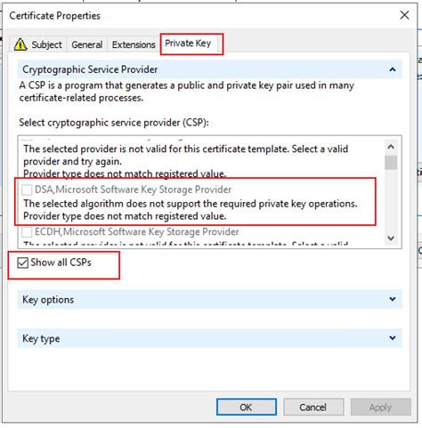 Configuring User Certificate Template With Dsa 3072 Key From Ad