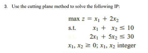 Solved 3 Use The Cutting Plane Method To Solve The