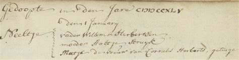 Doopinschrijving Van Neeltje Van Meerten 1744 1812 Fundamentum