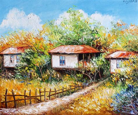 Картина за спалня Есенен пейзаж Картина с маслени бои 64 Cm 54 Cm