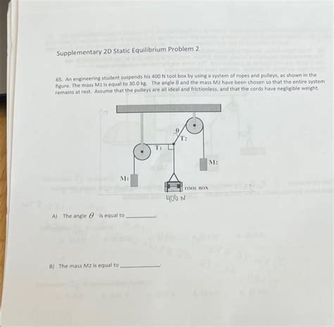Solved Supplementary D Static Equilibrium Problem An Chegg Com