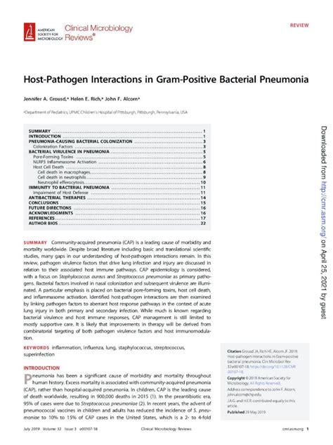 Pdf Host Pathogen Interactions In Gram Positive Bacterial Pneumonia · Fig 1 Pore Forming