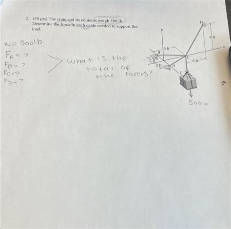 Solved 2 30 Pts The Crate And Its Contents Weigh 500lb Chegg Com