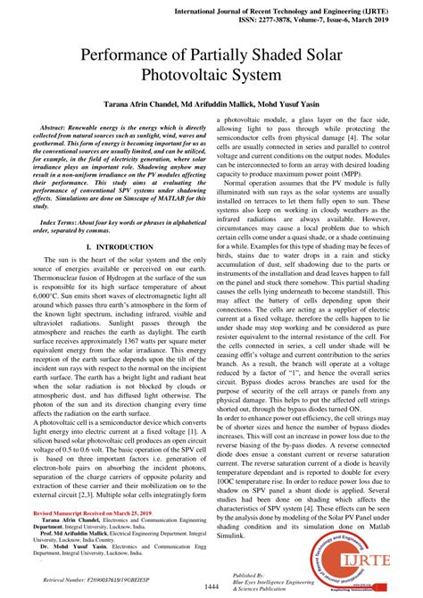 Pdf Performance Of Partially Shaded Solar Solar Photovoltaic System