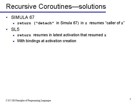Principles Of Programming Languages Lecture 09 Coroutines C