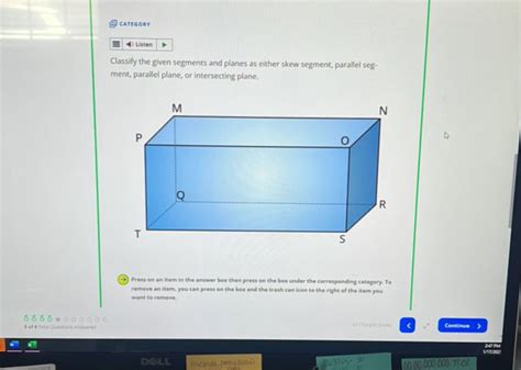 classify the given segments and planes as either skew segment parallel