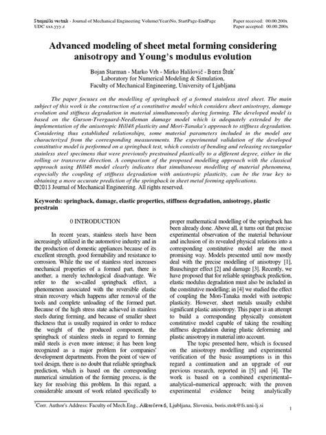 Advanced Modeling Of Sheet Metal Forming Considering Anisotropy And Youngs Modulus Evolution