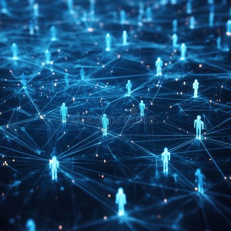 Digital Network Of Holographic Figures Interconnected By Glowing Lines Stock Image Image Of