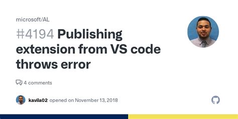 Publishing Extension From Vs Code Throws Error · Issue 4194 · Microsoftal · Github