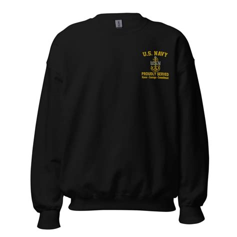 Custom Us Navy Ranks Insignia Core Values Embroidered Unisex Sweatshirt Military Themed