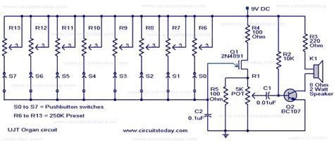 UJT Organ Circuit With Schematic And Working